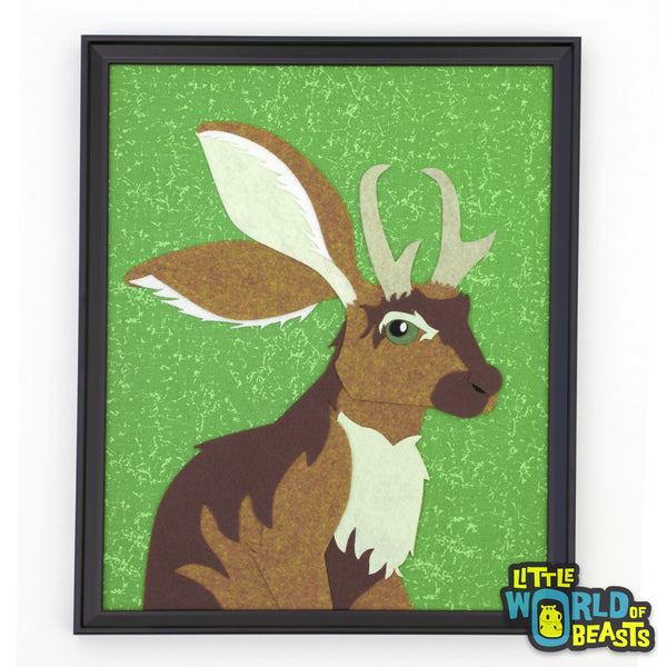 Jackalope Portrait - Felt Animal Portrait – Little World of Beasts